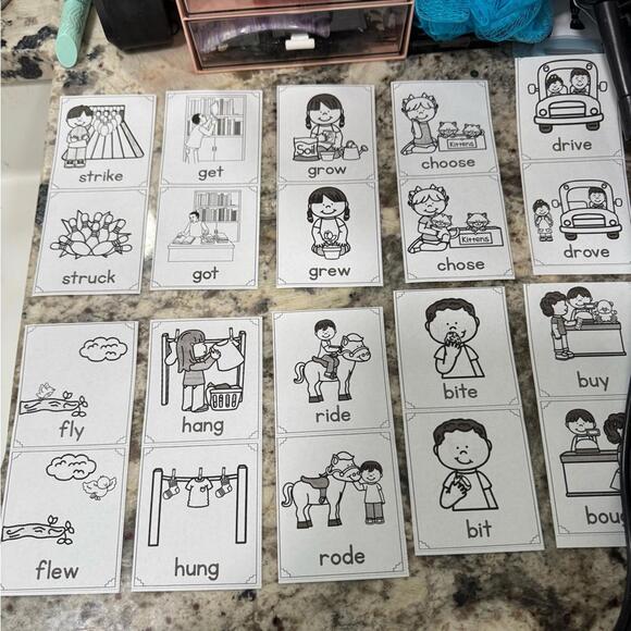 Games | Childrens Educational Verb Flashcards Black And White | Poshmark